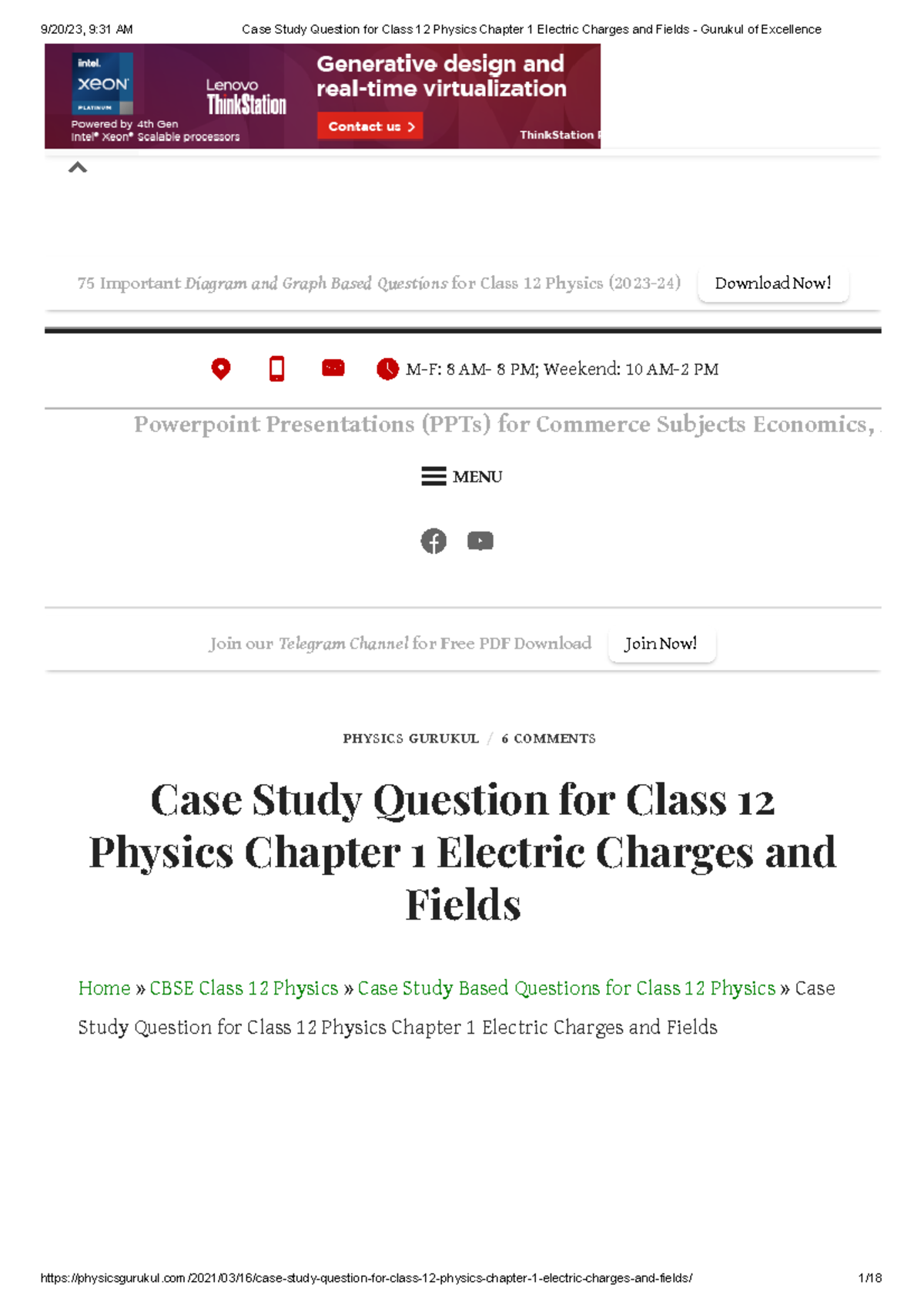 Case Study Question for Class 12 Physics Chapter 1 Electric Charges and Fields - Gurukul of ...