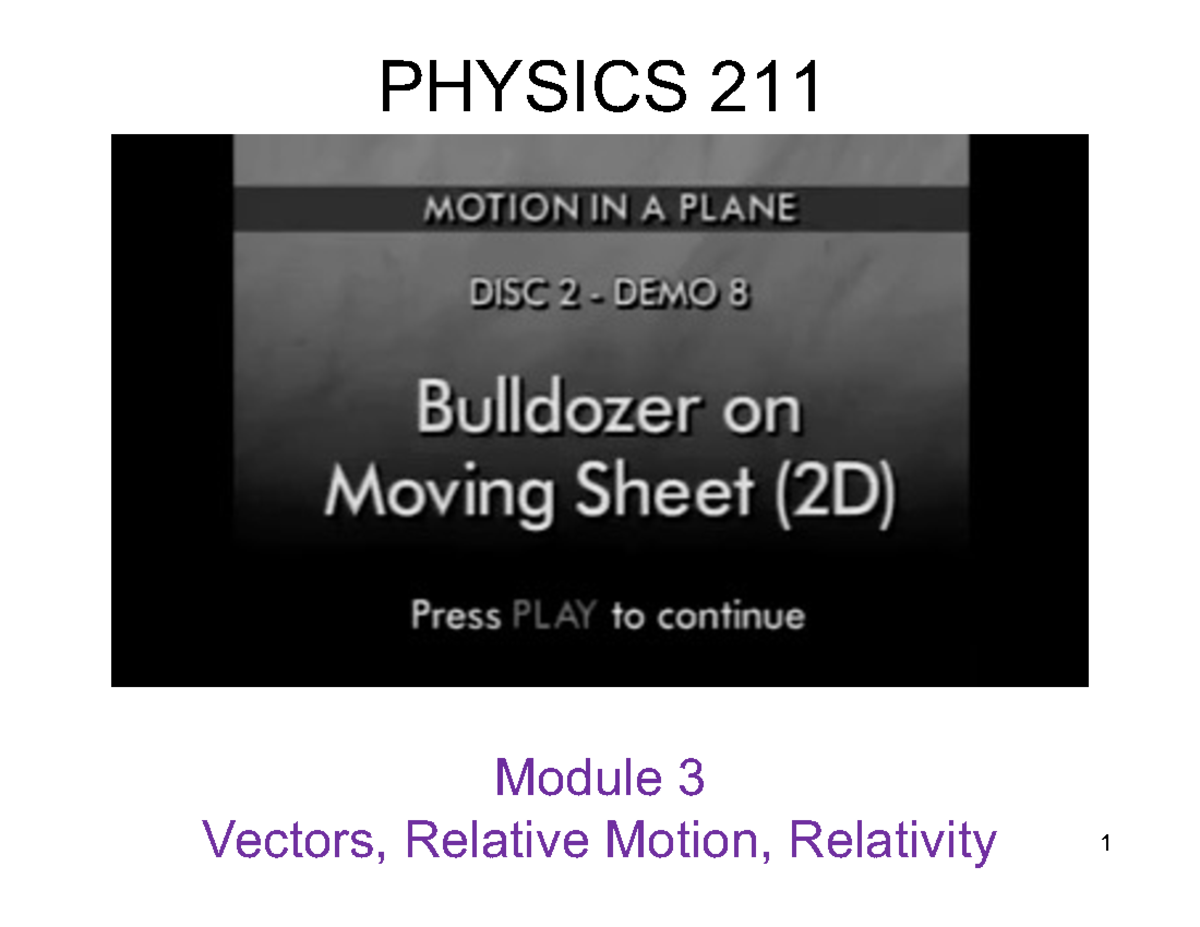 Physics Module 3 - lesson 1 - PHYSICS 211 1 Module 3 Vectors, Relative ...