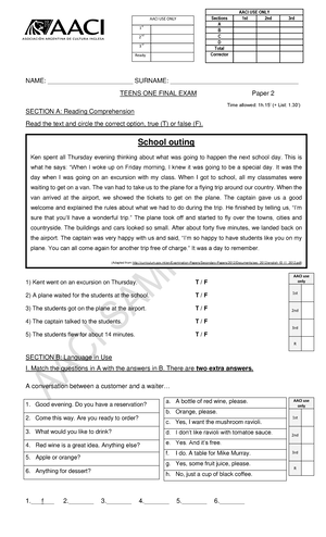 Senior 1 Paper 2 - examenes de prueba - AACI use only 1st 2nd 3rd R ...