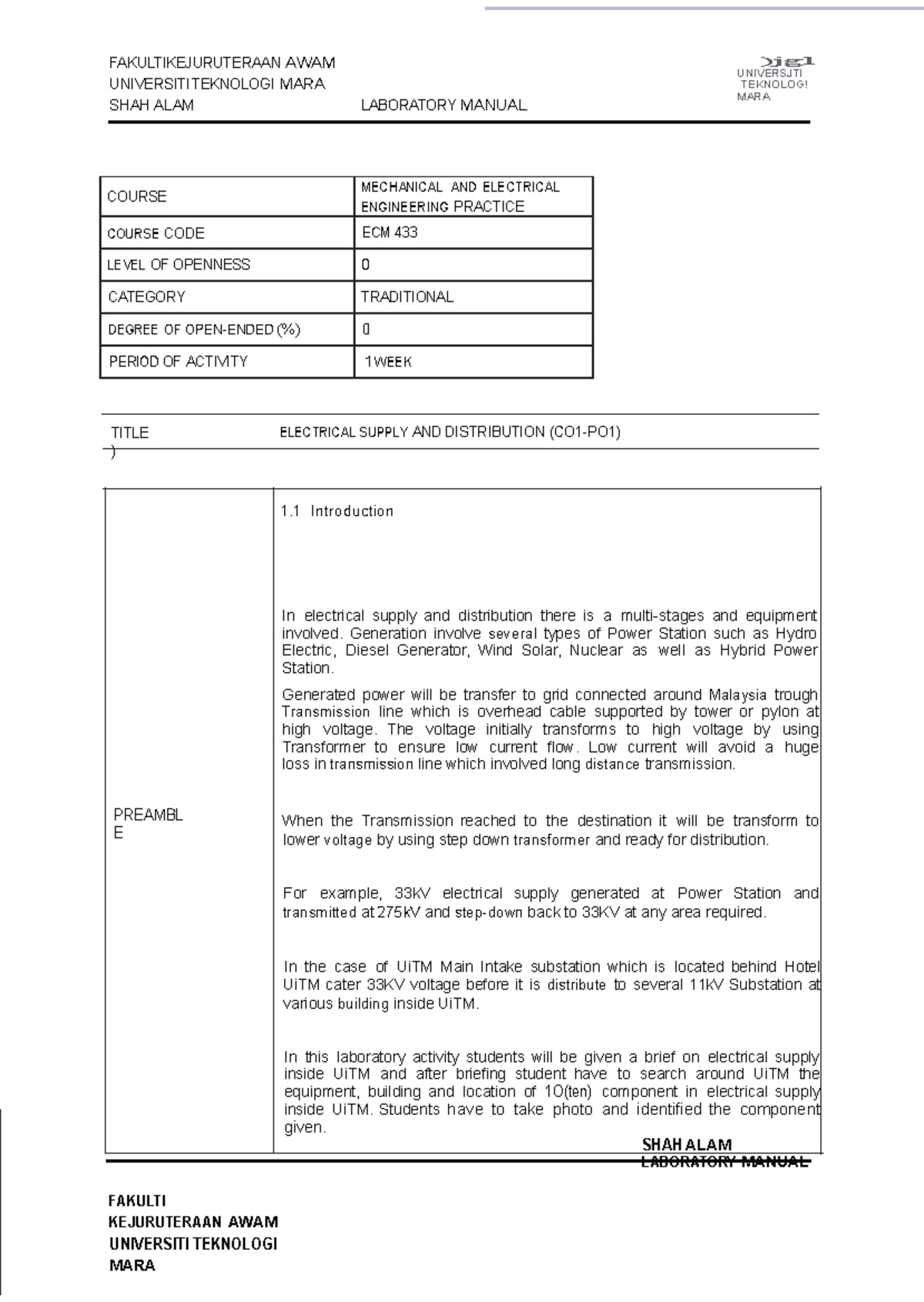 Elect - lab manual- Electrical Suplly AND Distribution-level 1-NEW ...