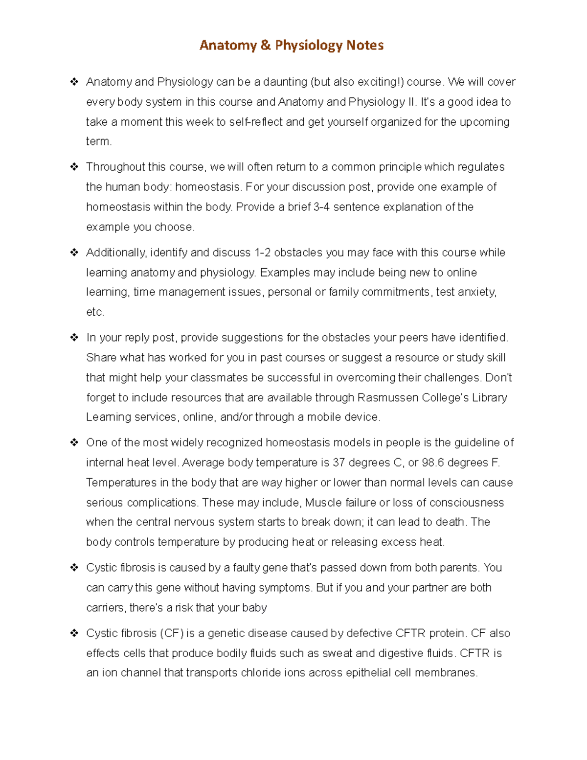 Anatomy and Physiology Notes - Anatomy & Physiology Notes Anatomy and ...