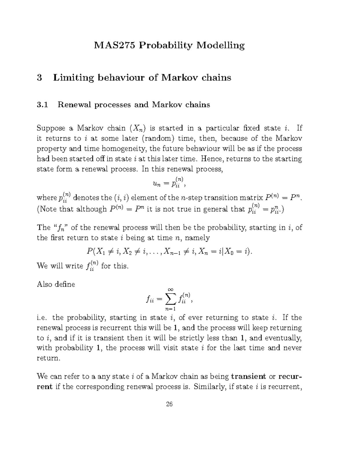 MAS 275 Probability Modelling Limiting Behaviour of Markov Claims - If ...