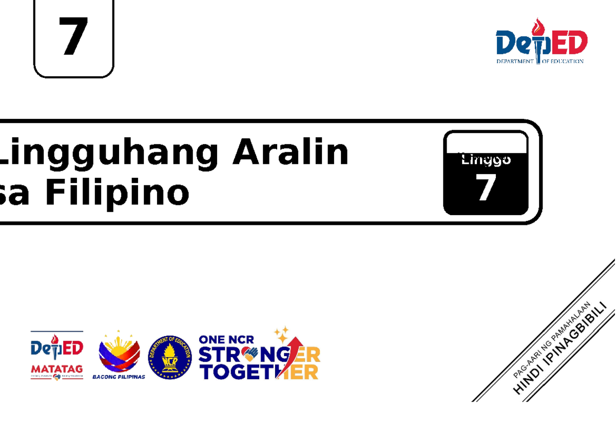 LE G7 Fil Q1 W7 - xszaS - 7 Linggo Kuwarter 1 1 Lingguhang Aralin Filipino 7 Kuwarter 1: Linggo ...
