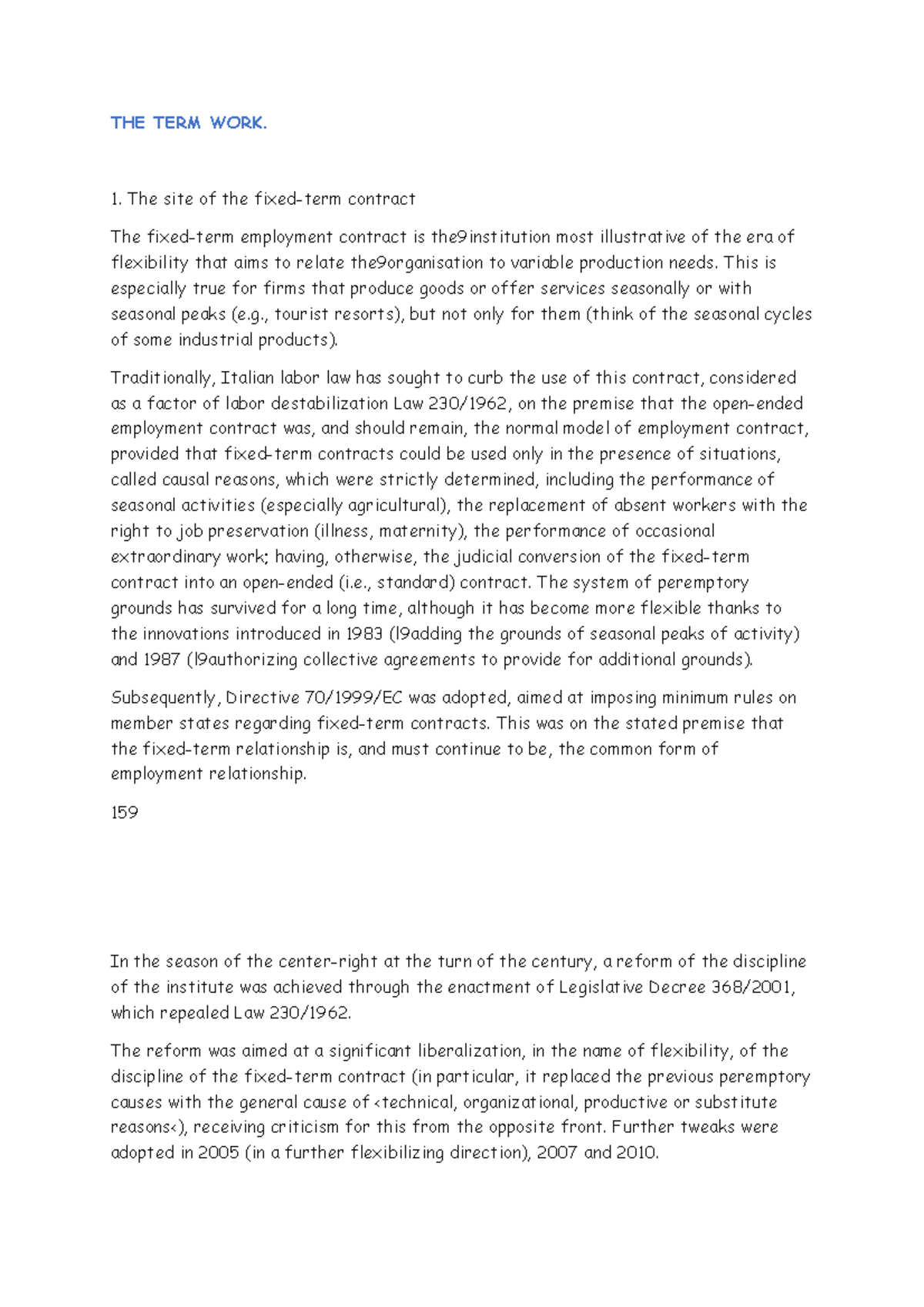 THE TERM WORK. 14 - Summaries Labor law University of Memphis - THE ...