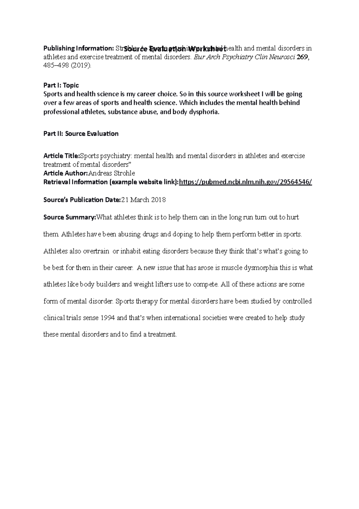 COMM120 Source Evaluation Worksheet - Retrieval Information (example ...