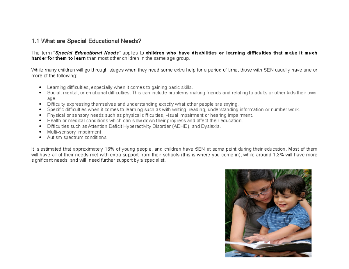 1. What are Special Educational Needs - 1 What are Special Educational ...