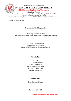 Geotech - GEOTECH (SOIL MECHANICS) SIEVE ANALYSIS - For particles > 0 1 ...