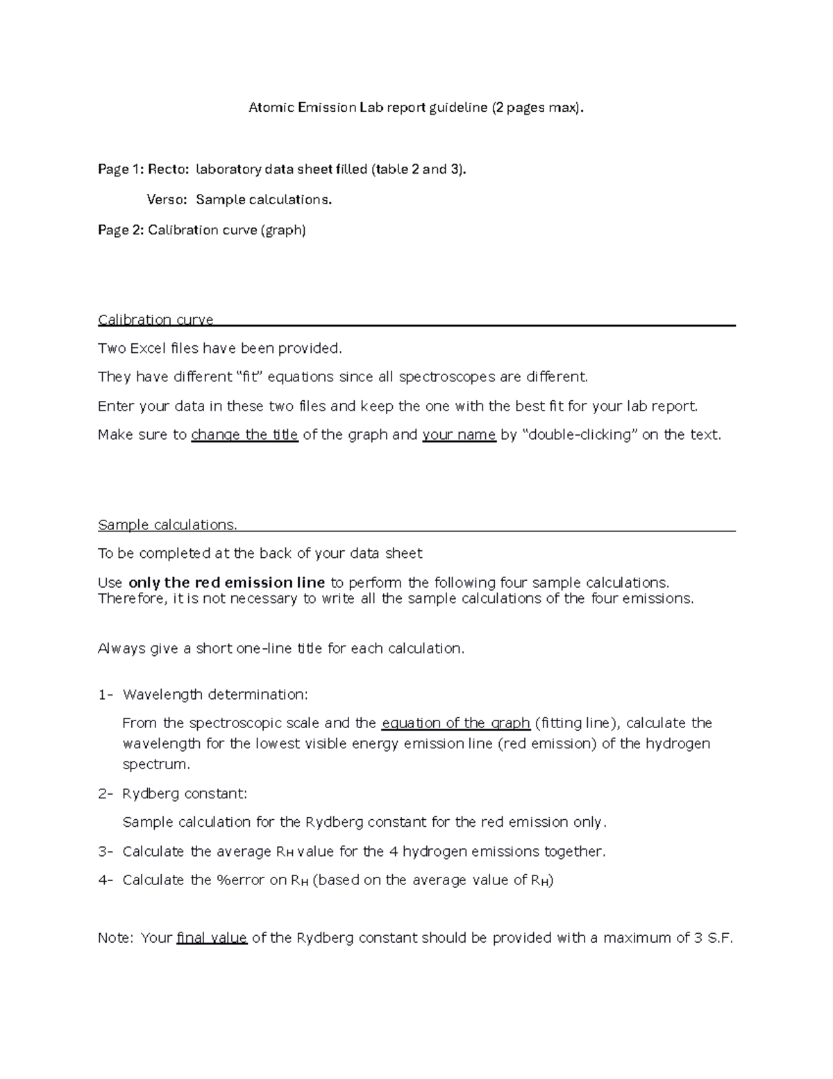 Atomic emission-Short lab report - Atomic Emission Lab report guideline ...