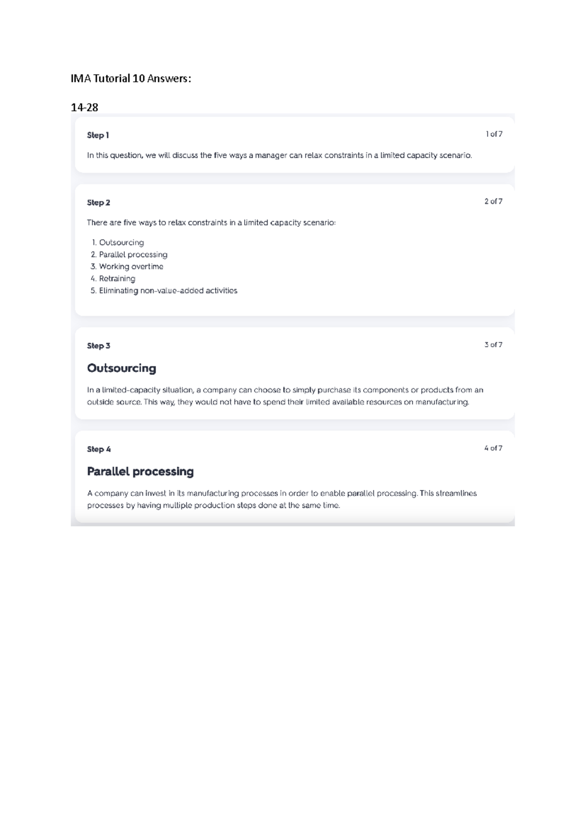 IMA Tutorial 10 Answers - ACC1010 - IMA Tutorial 10 Answers: 14- 14- 14- 14- 14- - Studocu