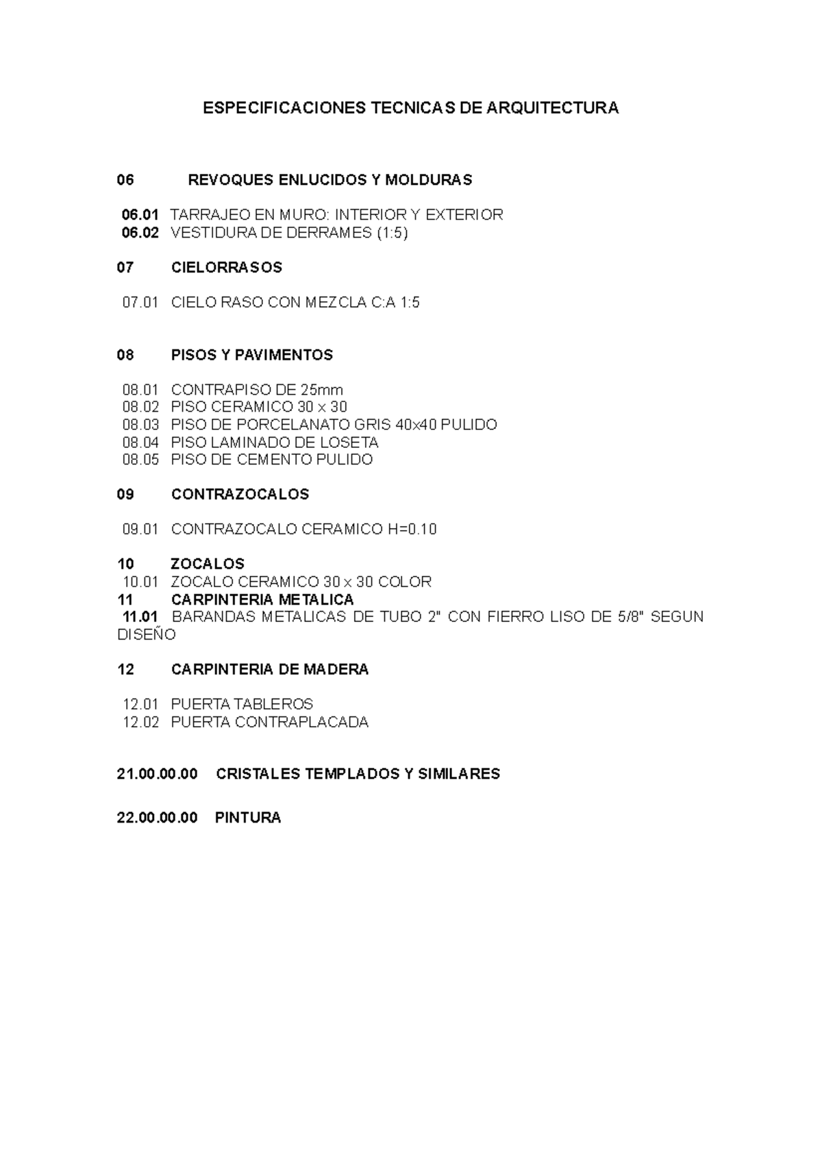 Especificaciones Tecnicas - Arquitectura - ESPECIFICACIONES TECNICAS DE ARQUITECTURA 06 REVOQUES ...