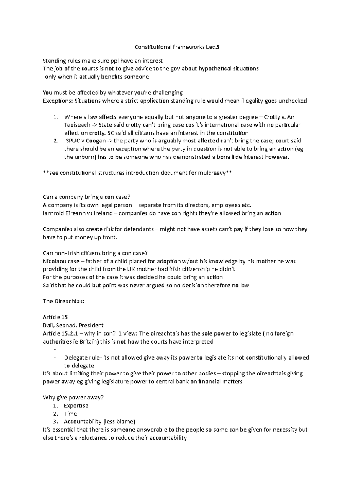 Constitutional frameworks Lec - Constitutional frameworks Lec Standing rules make sure ppl have ...