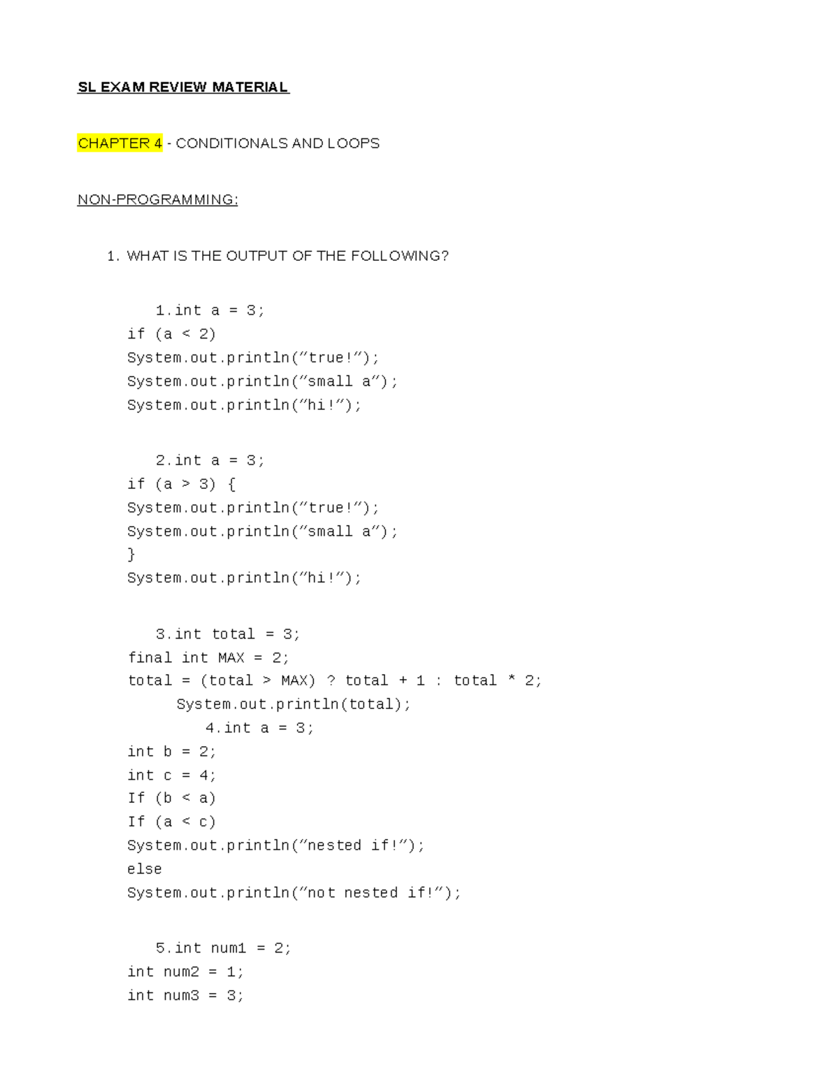 Chap-4-review - Lecture notes 4 - SL EXAM REVIEW MATERIAL CHAPTER 4 ...