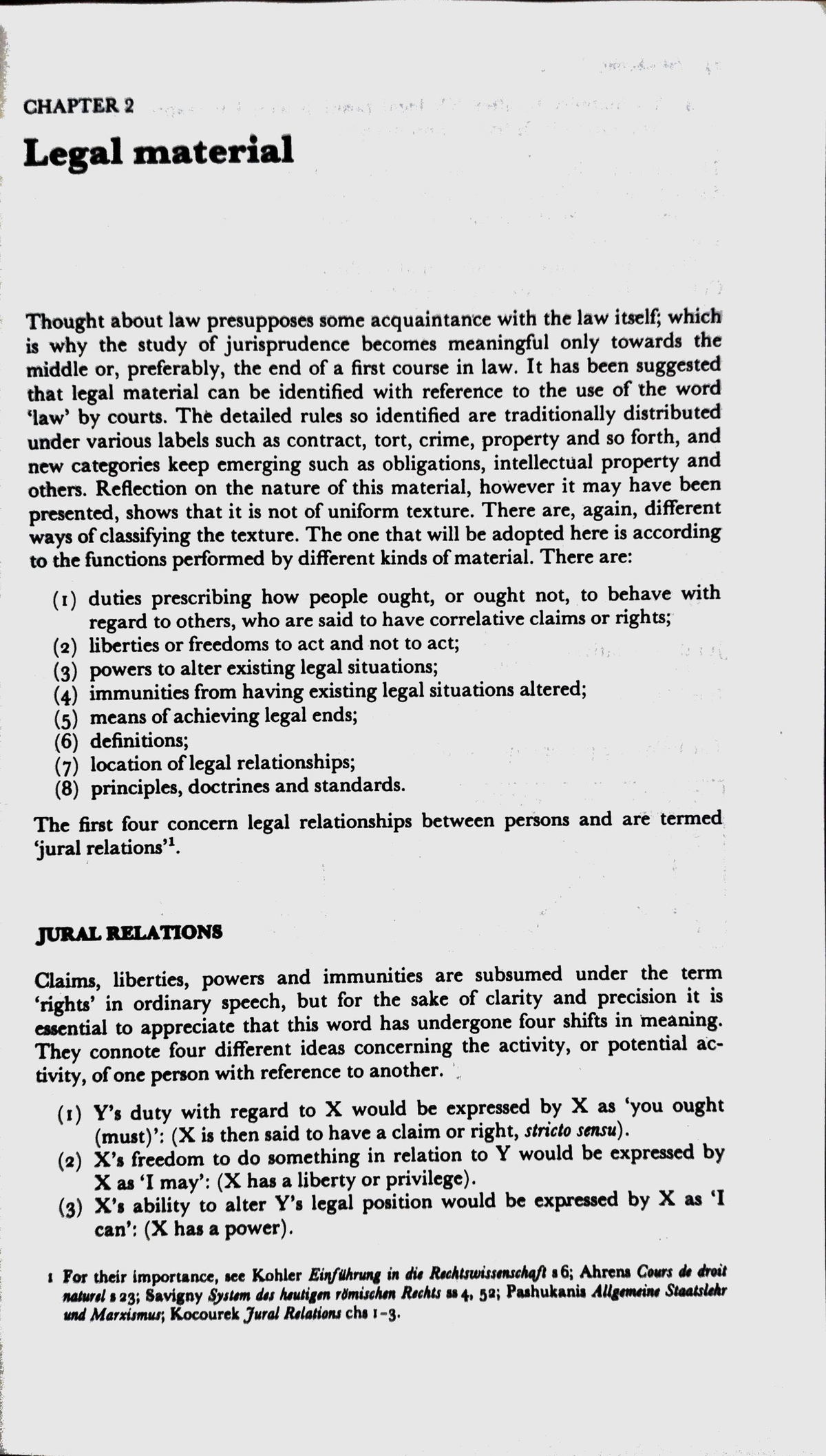 Hohfeld - CHAPTER 2 Legalmaterial Thought about law presupposessome ...