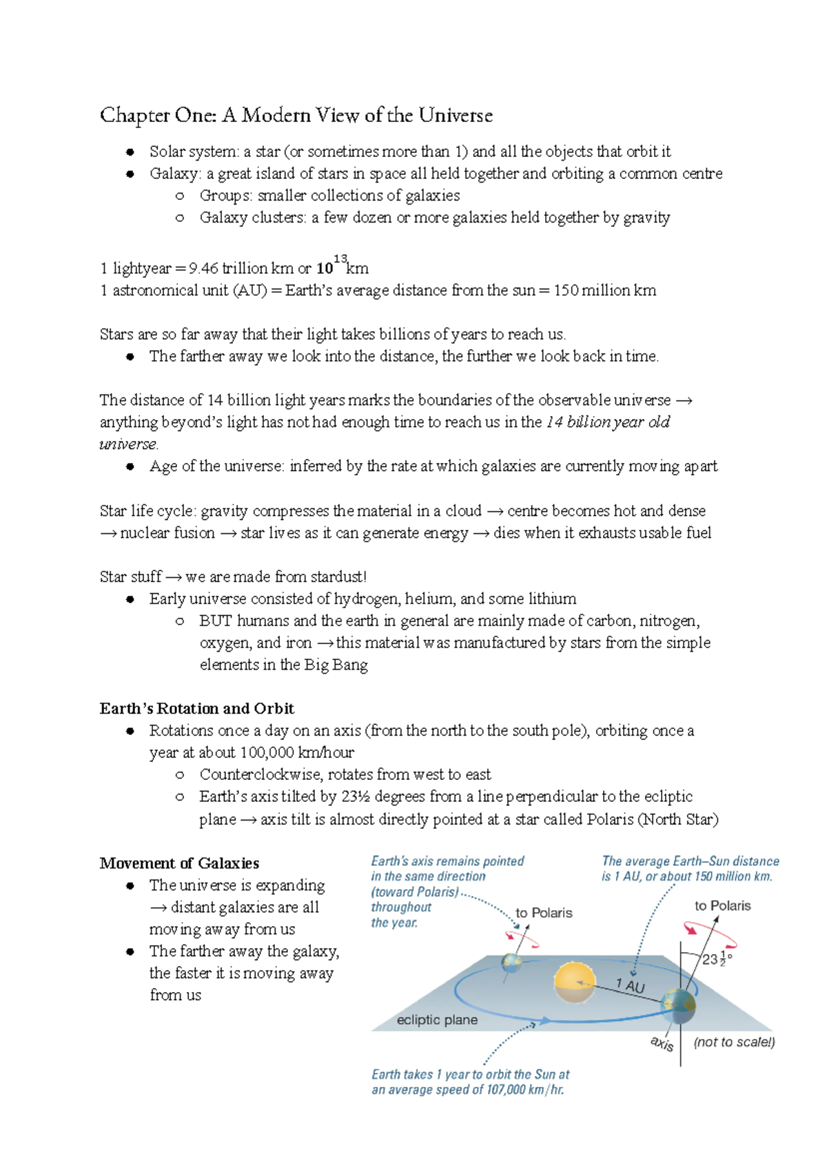Astronomy Notes - Chapter One: A Modern View of the Universe Solar ...