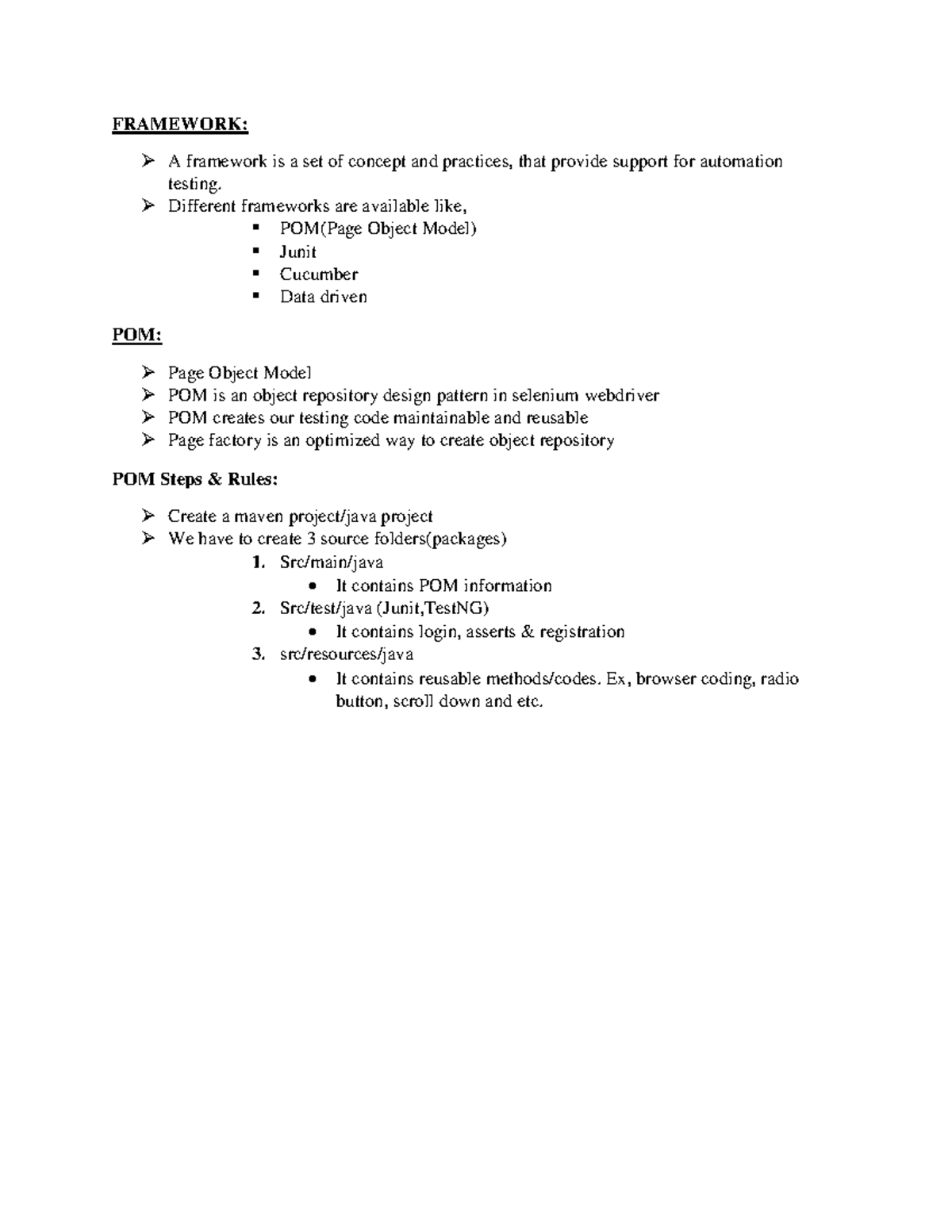 POM AND Junit - AAD - FRAMEWORK: A framework is a set of concept and ...