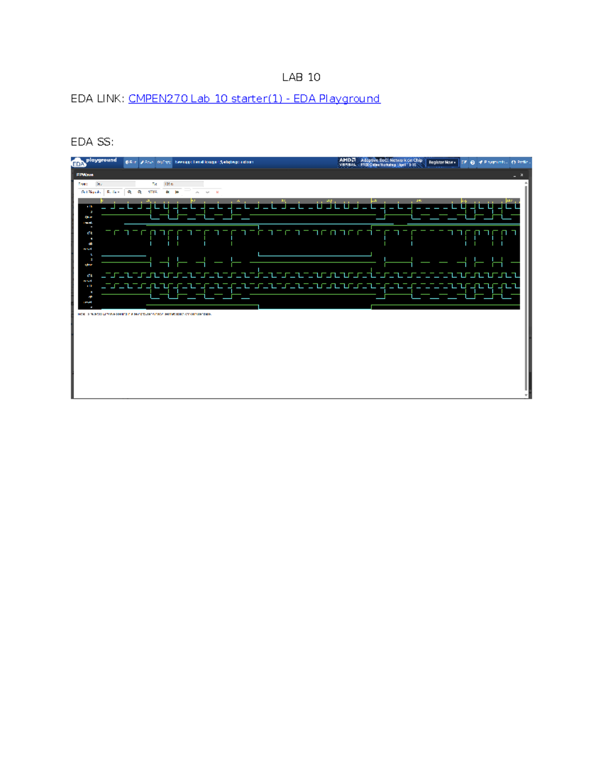 LAB 10 - LAB assignment answer - CMPEN 270 - LAB 10 EDA LINK: CMPEN270 Lab 10 starter(1) - EDA ...