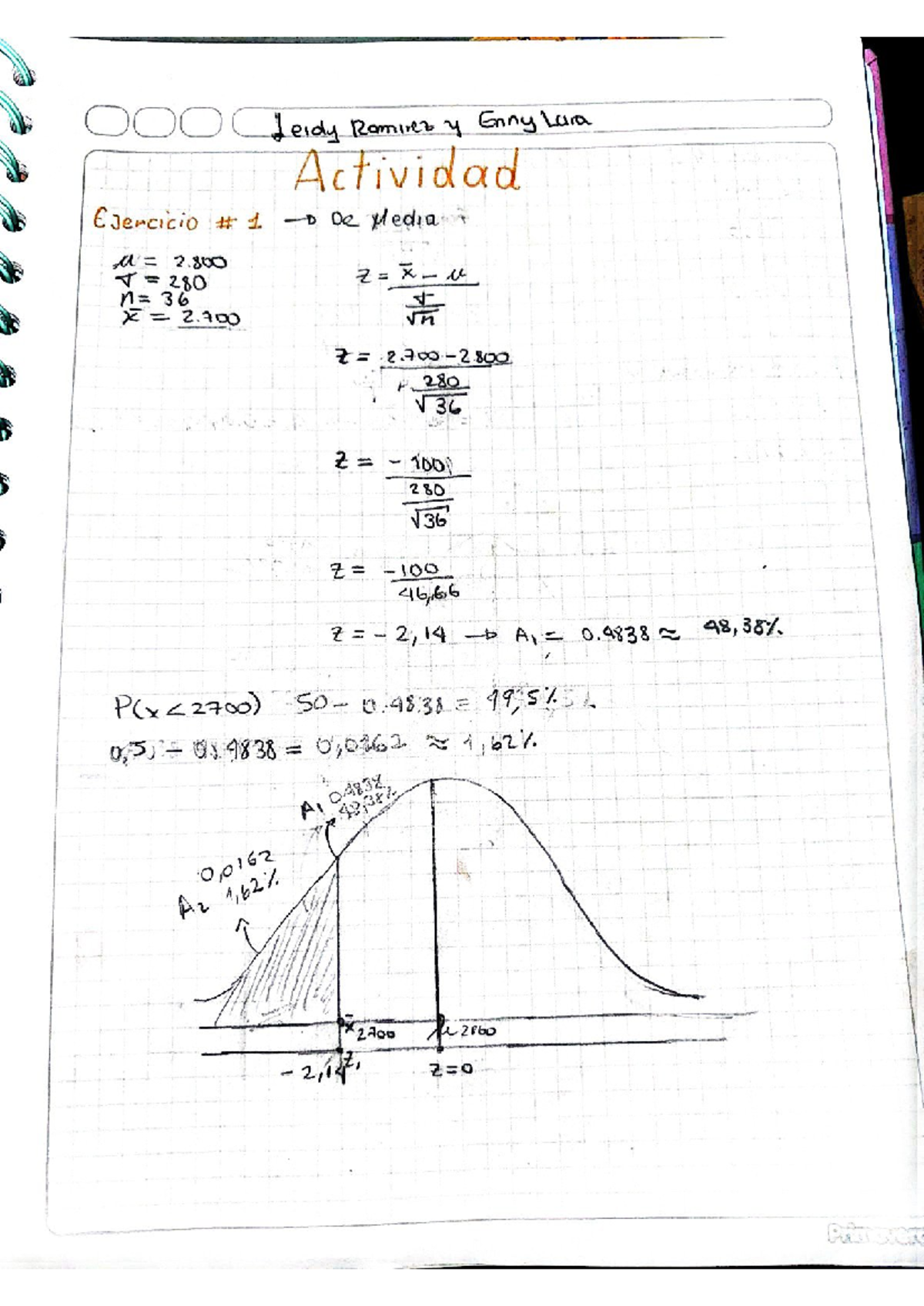 Taller EN Clase, Leidy RAMÍREZ Y ENNY LARA #5 - Estadística II - Studocu