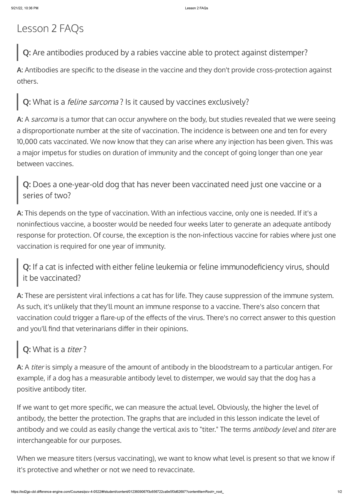 Lesson 2 FAQs - Vaccines - 5/21/22, 10:36 PM Lesson 2 FAQs - Studocu