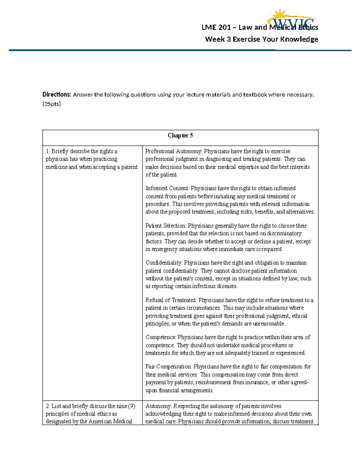 Week 3 Knowledge - Week 3 Exercise Your Knowledge Directions: Answer ...