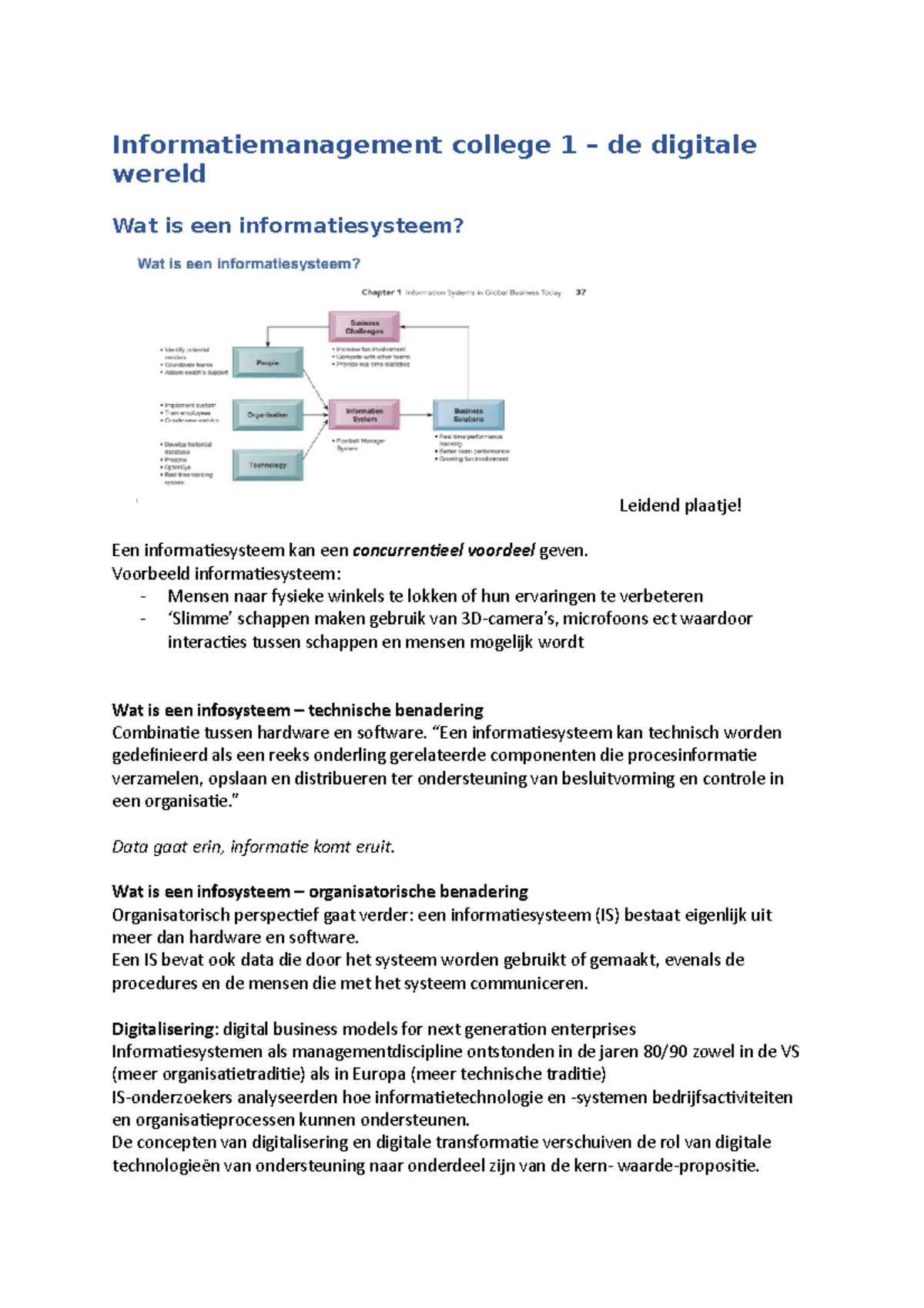 Informatie management college 1 - Voorbeeld informatiesysteem: - Mensen ...