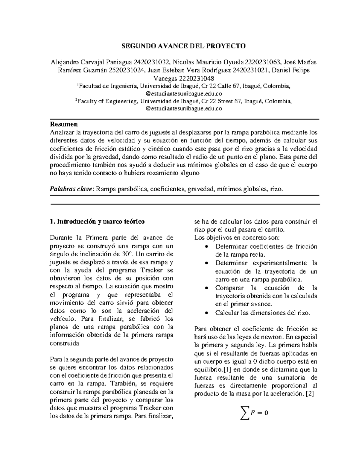 Segundo avance de proyecto - SEGUNDO AVANCE DEL PROYECTO Alejandro ...