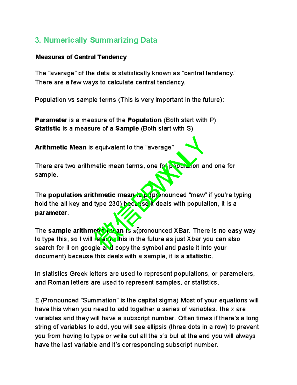 Respond document print (2) 24 - 3. Numerically Summarizing Data Measures of Central Tendency The ...