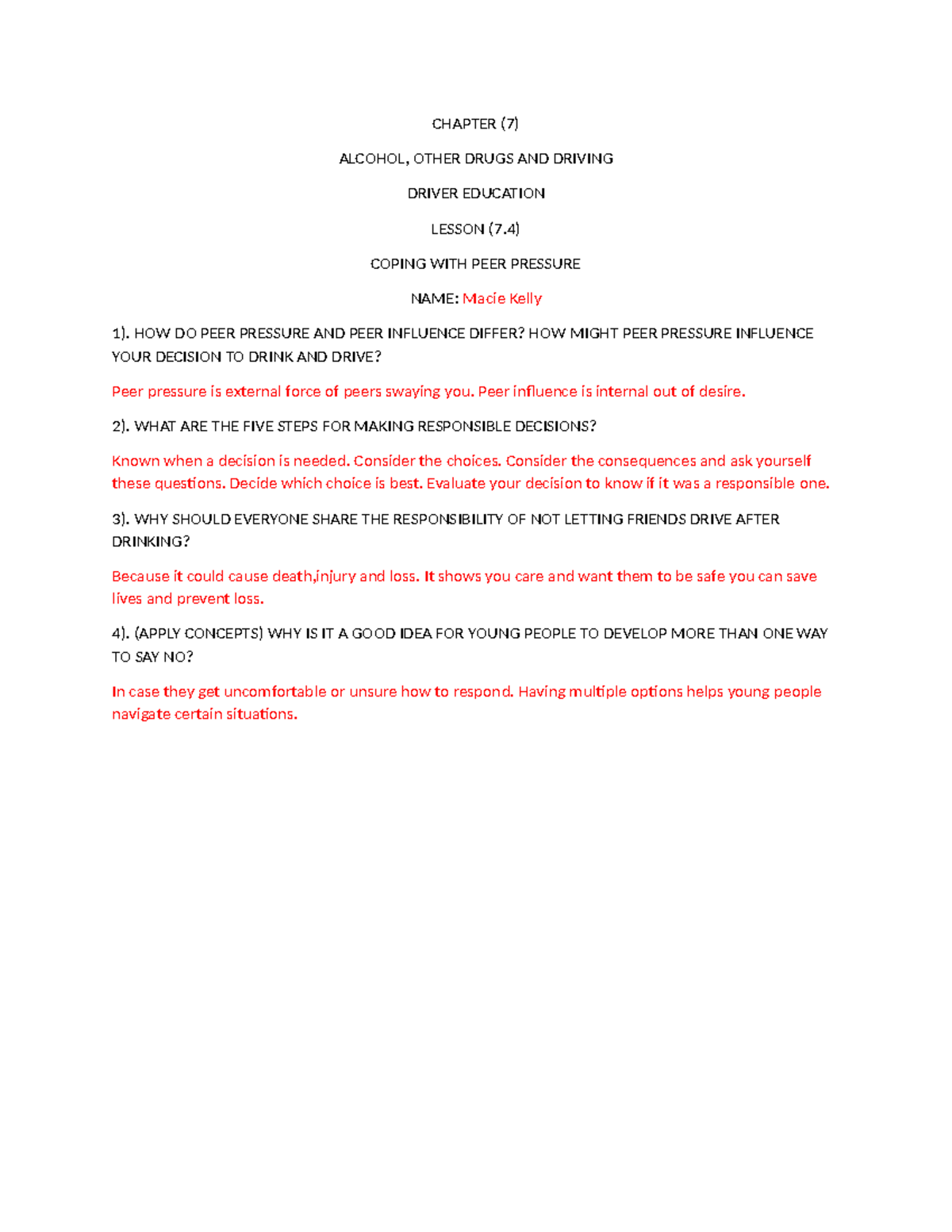 Copy of Chapter (7) Lesson (7.4) Review Questions - CHAPTER (7) ALCOHOL ...