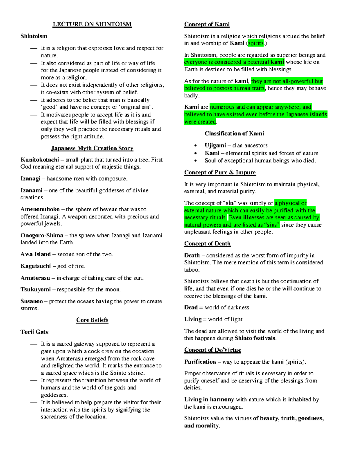 0000 lecture three haha - LECTURE ON SHINTOISM Shintoism It is a ...