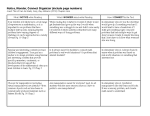 Notice Wonder Connect chap 5 - Notice, Wonder, Connect Organizer ...