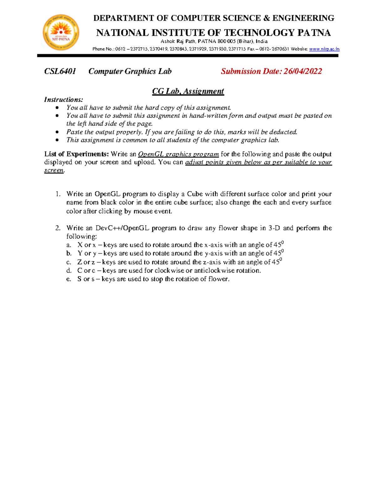 computer graphics development - CSL 6401 Computer Graphics Lab ...