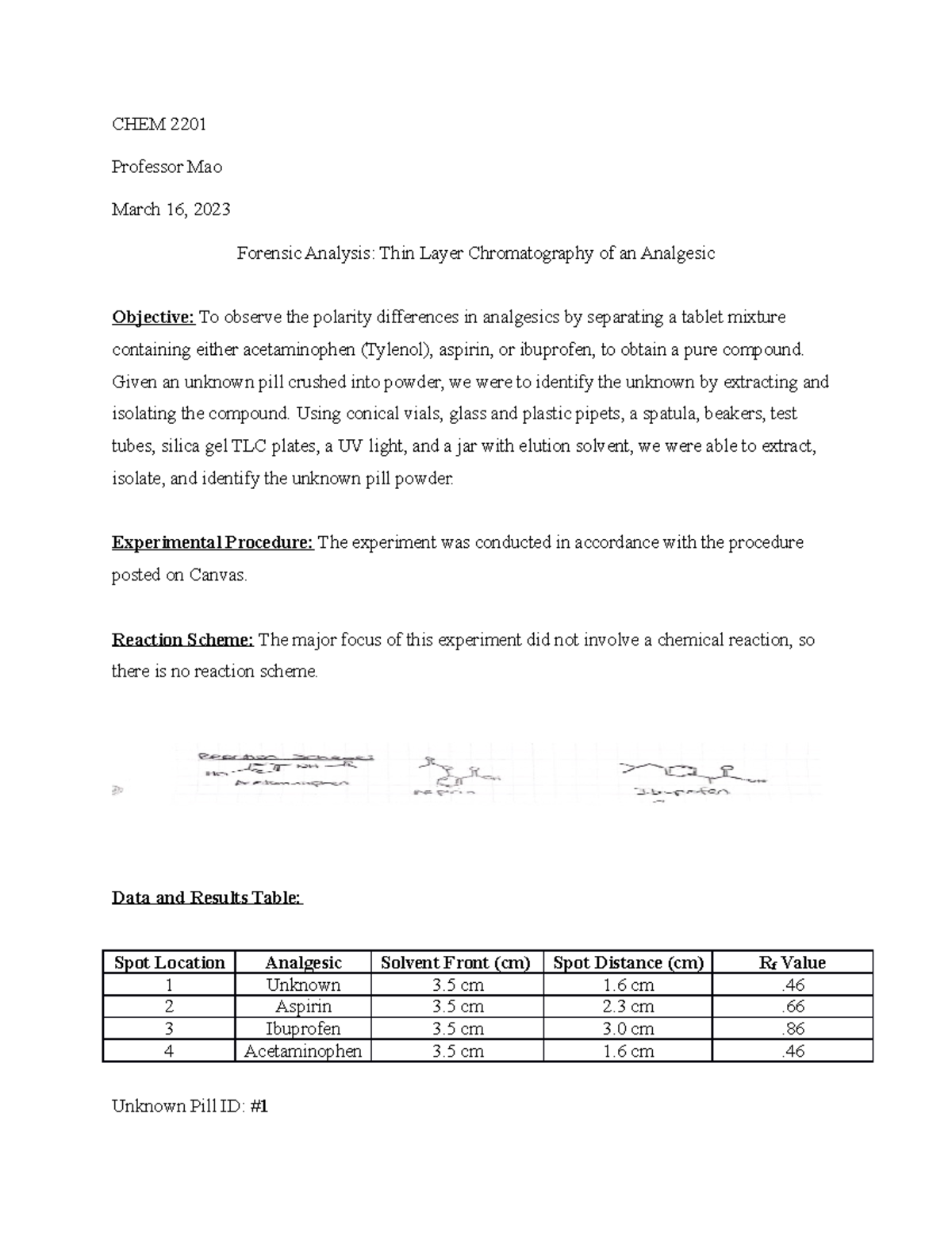 Forensic Analysis Lab Report - CHEM 2203 - Temple University - Studocu