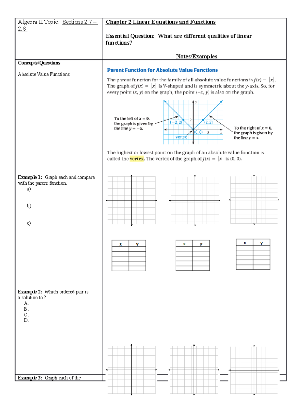 Day 5 Section 2.7 - 2.8 Cornell Notes - Algebra II Topic: Sections 2 ...