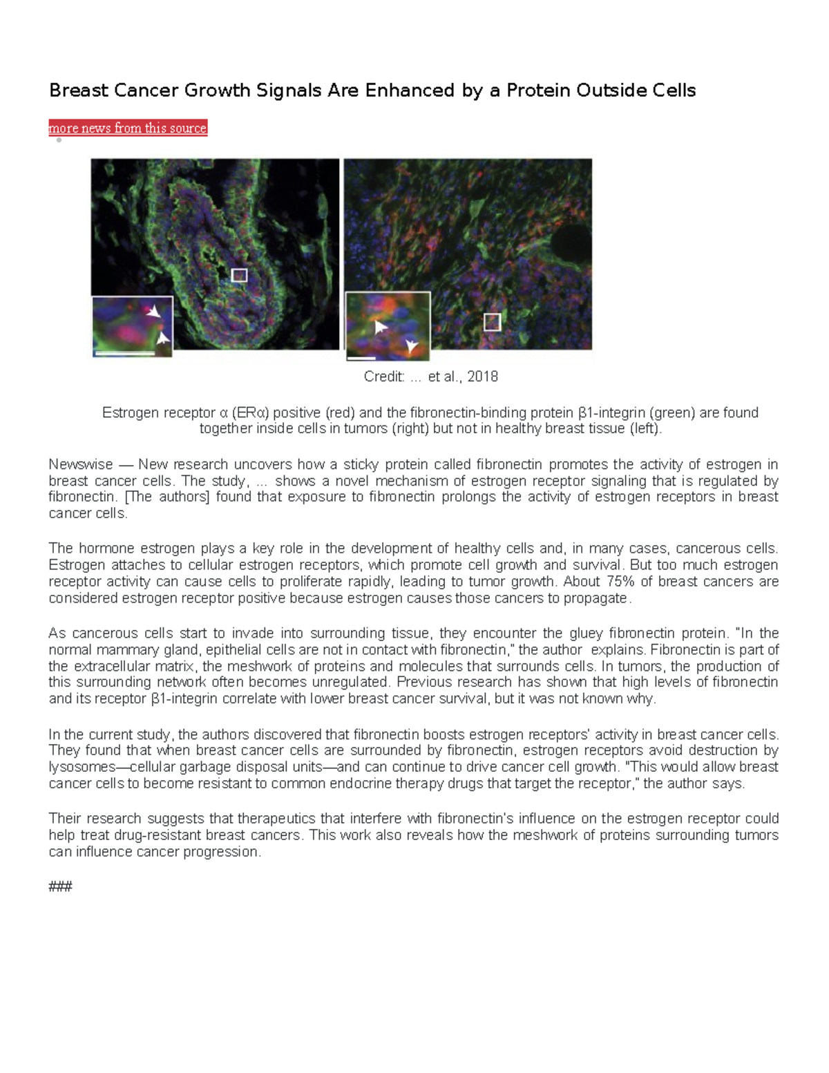 Press release - gen chem - Breast Cancer Growth Signals Are Enhanced by ...