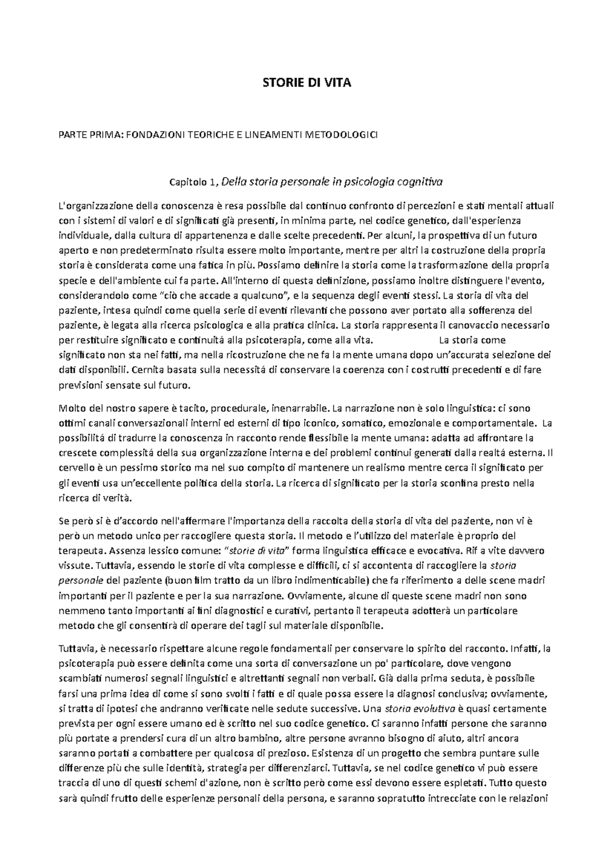 STORIE DI VITA - Riassunto del libro di Fabio Veglia - STORIE DI VITA ...