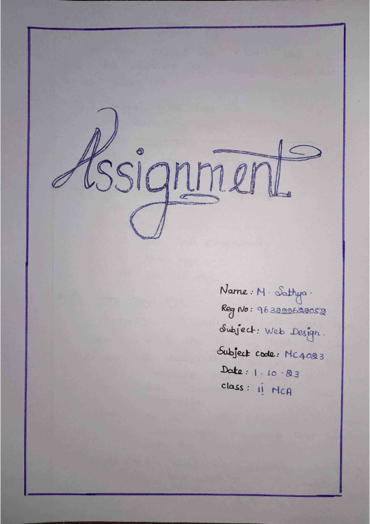 HTML Assignment - Master of Computer Applications - Studocu