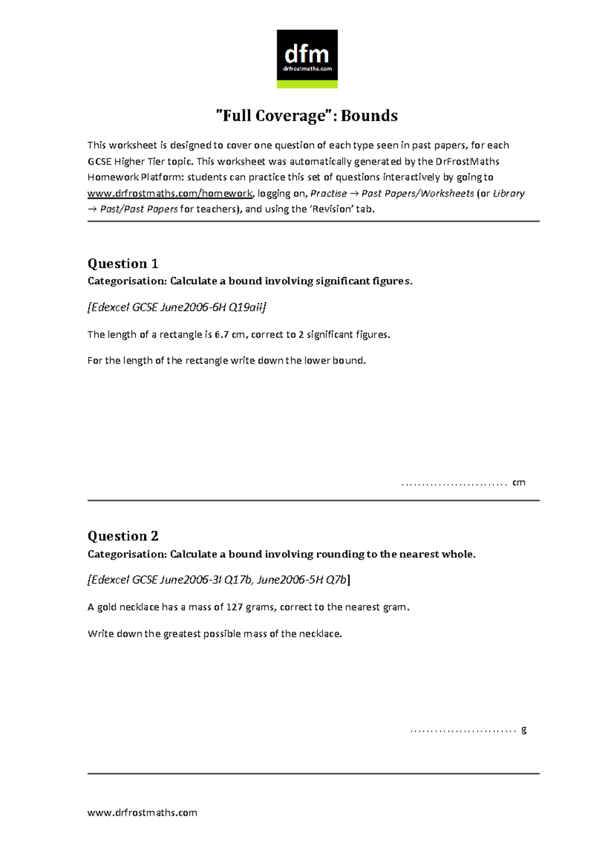 DFMFull Coverage-Bounds - "Full Coverage": Bounds This worksheet is ...