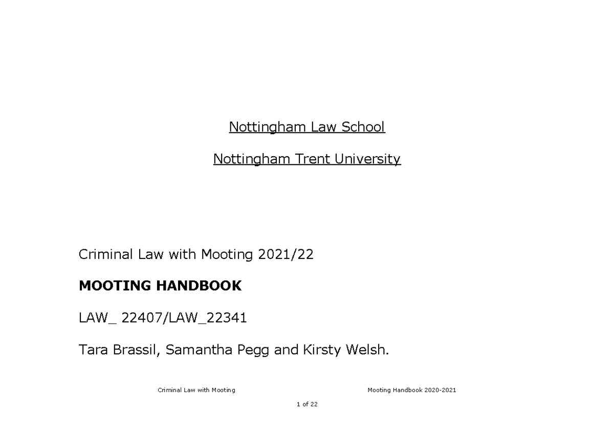 Mooting Handbook 2021 - Nottingham Law School Nottingham Trent ...