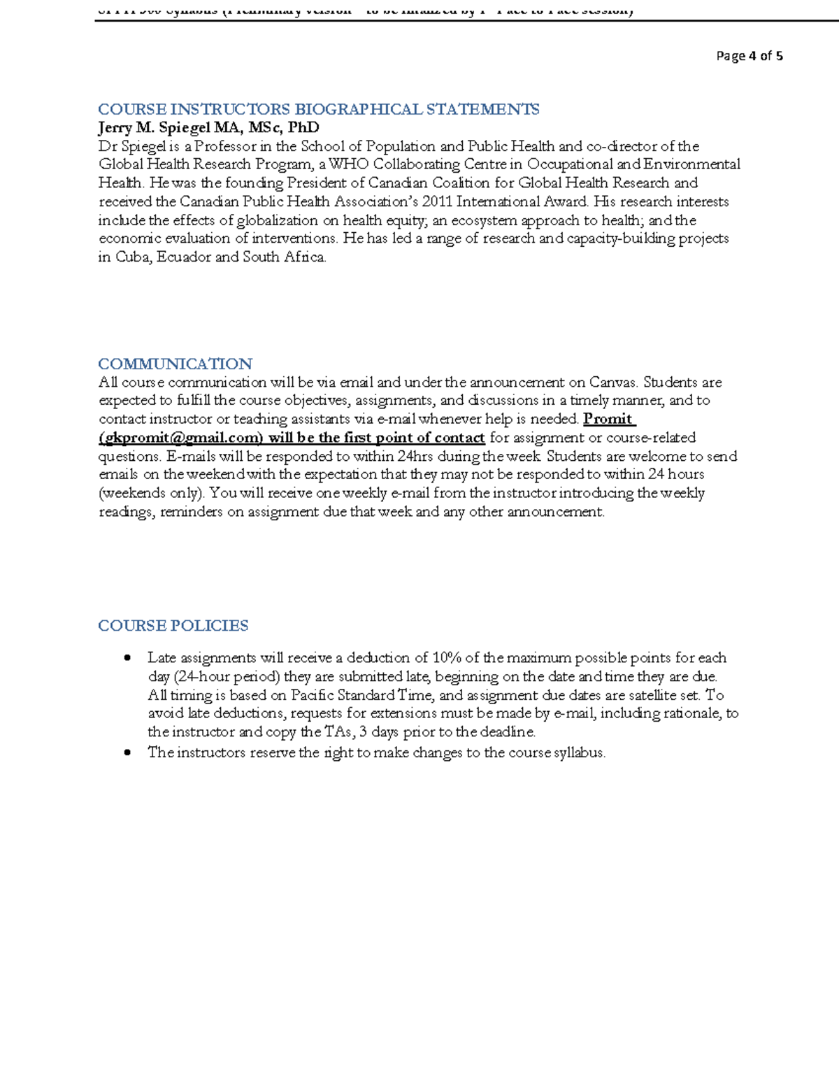 SPPH300 syllabus 2023 - Page 4 of 5 SPPH 300 Syllabus (Preliminary ...