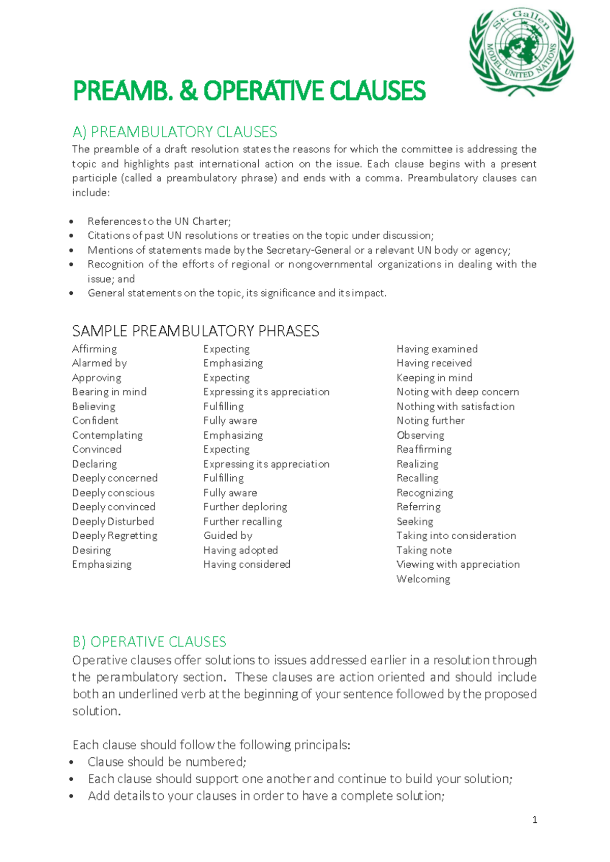 Preambulatory+&+Operative+Clauses - 1 PREAMB. & OPERATIVE CLAUSES A ...