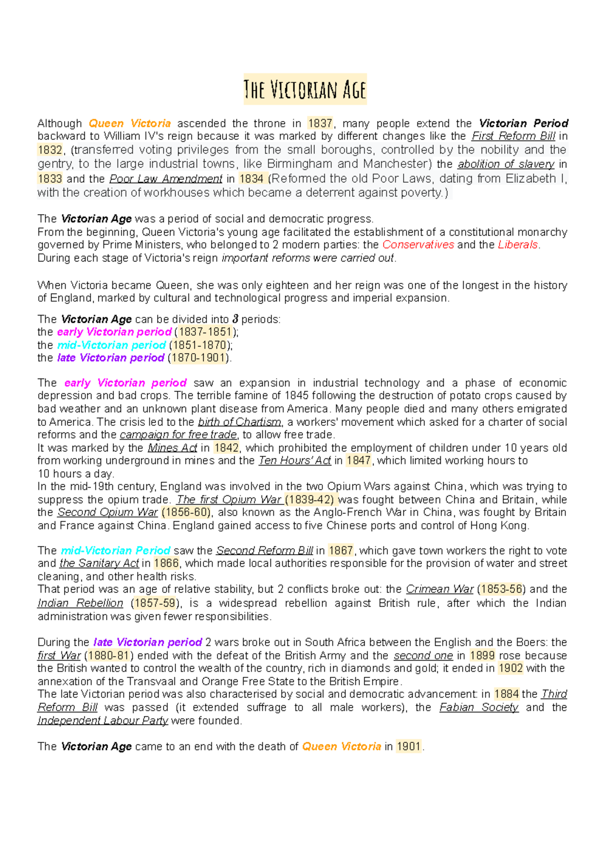 The Victorian Age - Appunti di lezione 2 - The Victorian Age Although ...