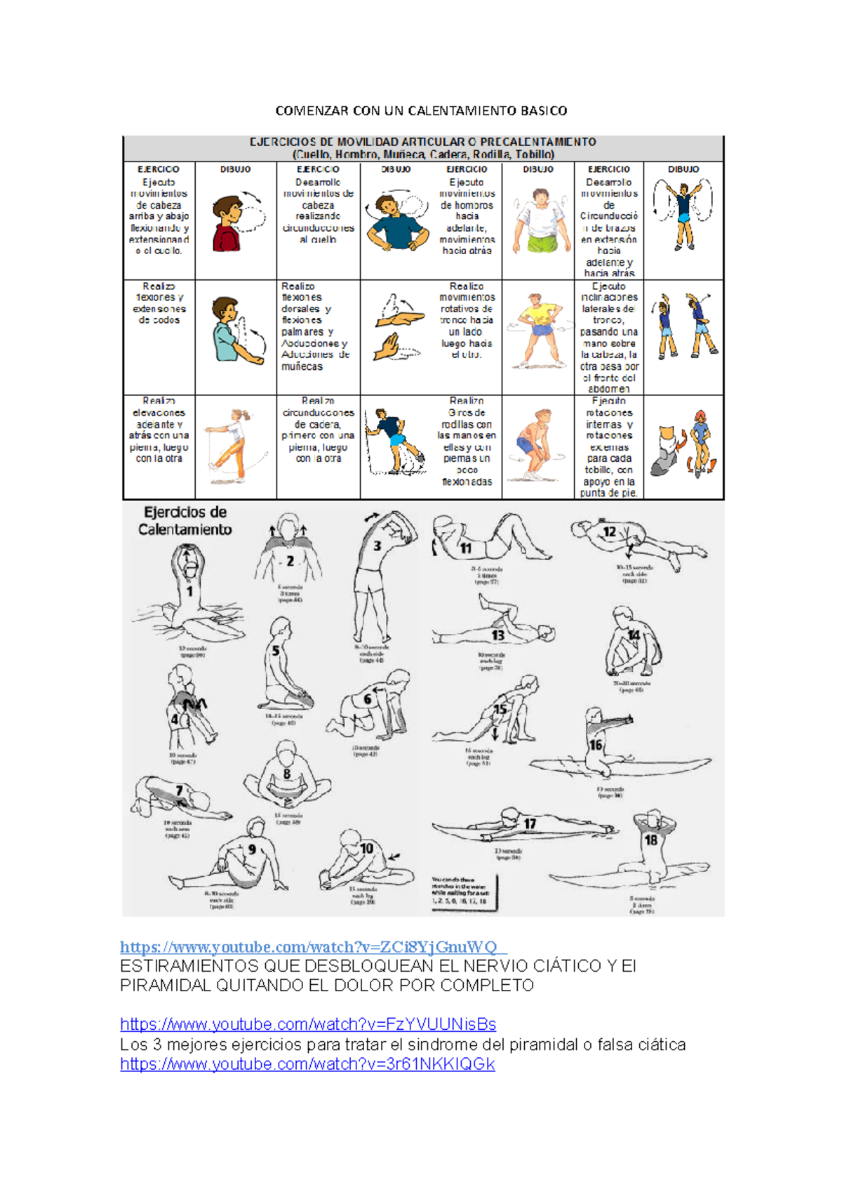 Comenzar CON UN Calentamiento Basico - COMENZAR CON UN CALENTAMIENTO ...