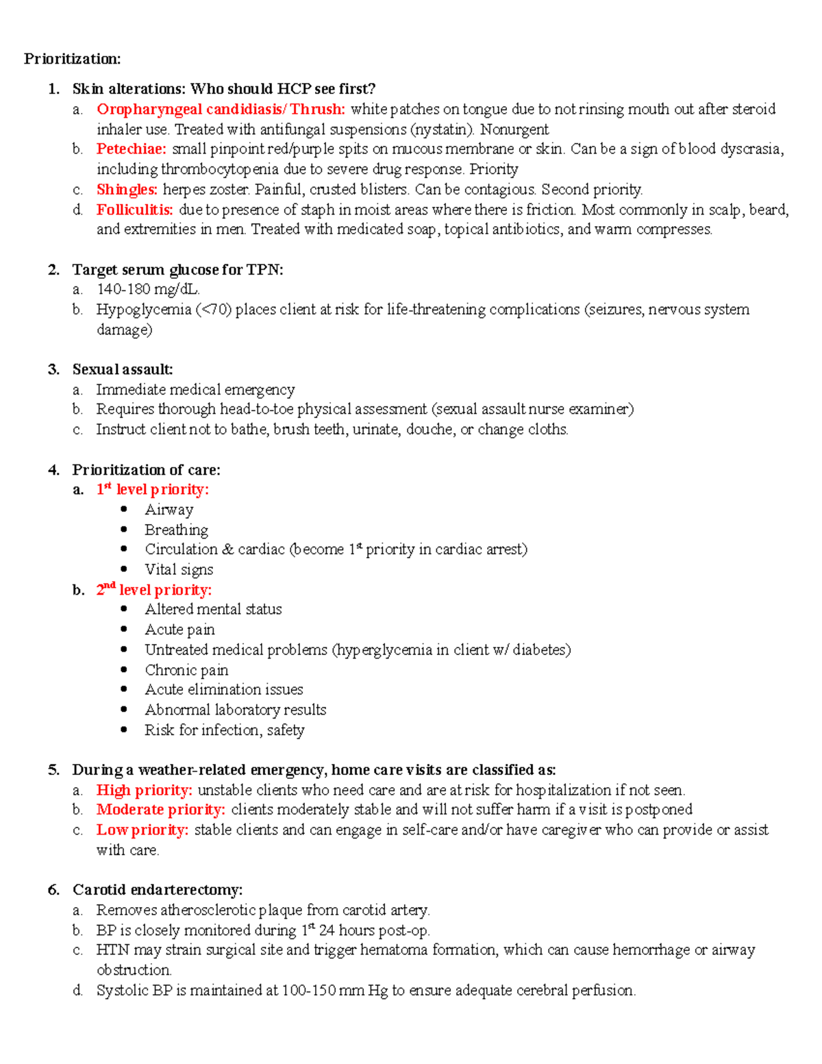 Prioritization questions - Prioritization: 1. Skin alterations: Who ...