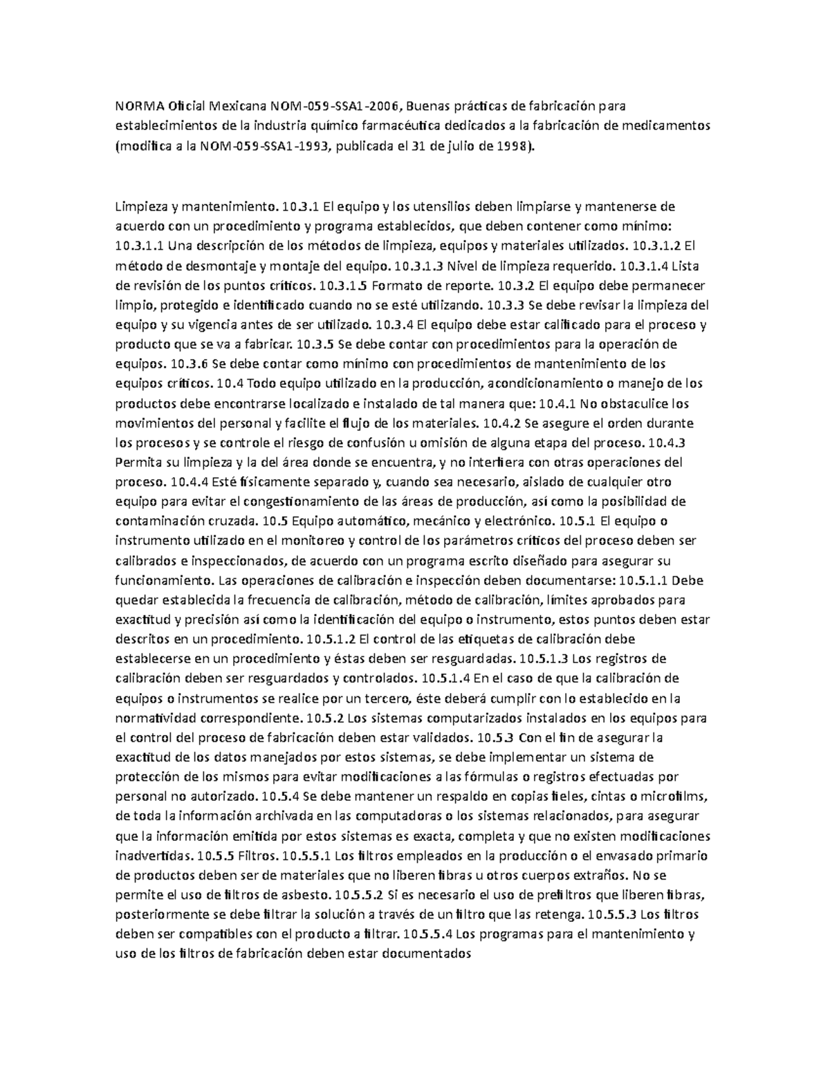 Norma Oficial Mexicana NOM - NORMA Oficial Mexicana NOM-059-SSA1-2006 ...