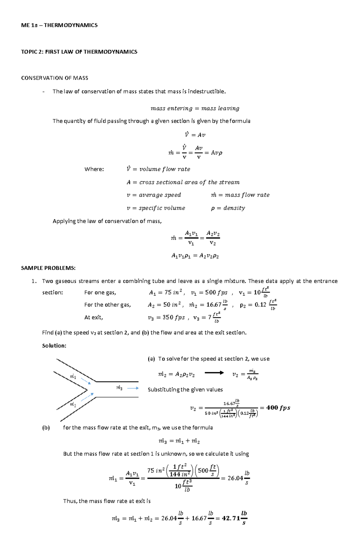 Me 1a topic 2 first law of thermodynamics - ME 1a – THERMODYNAMICS ...