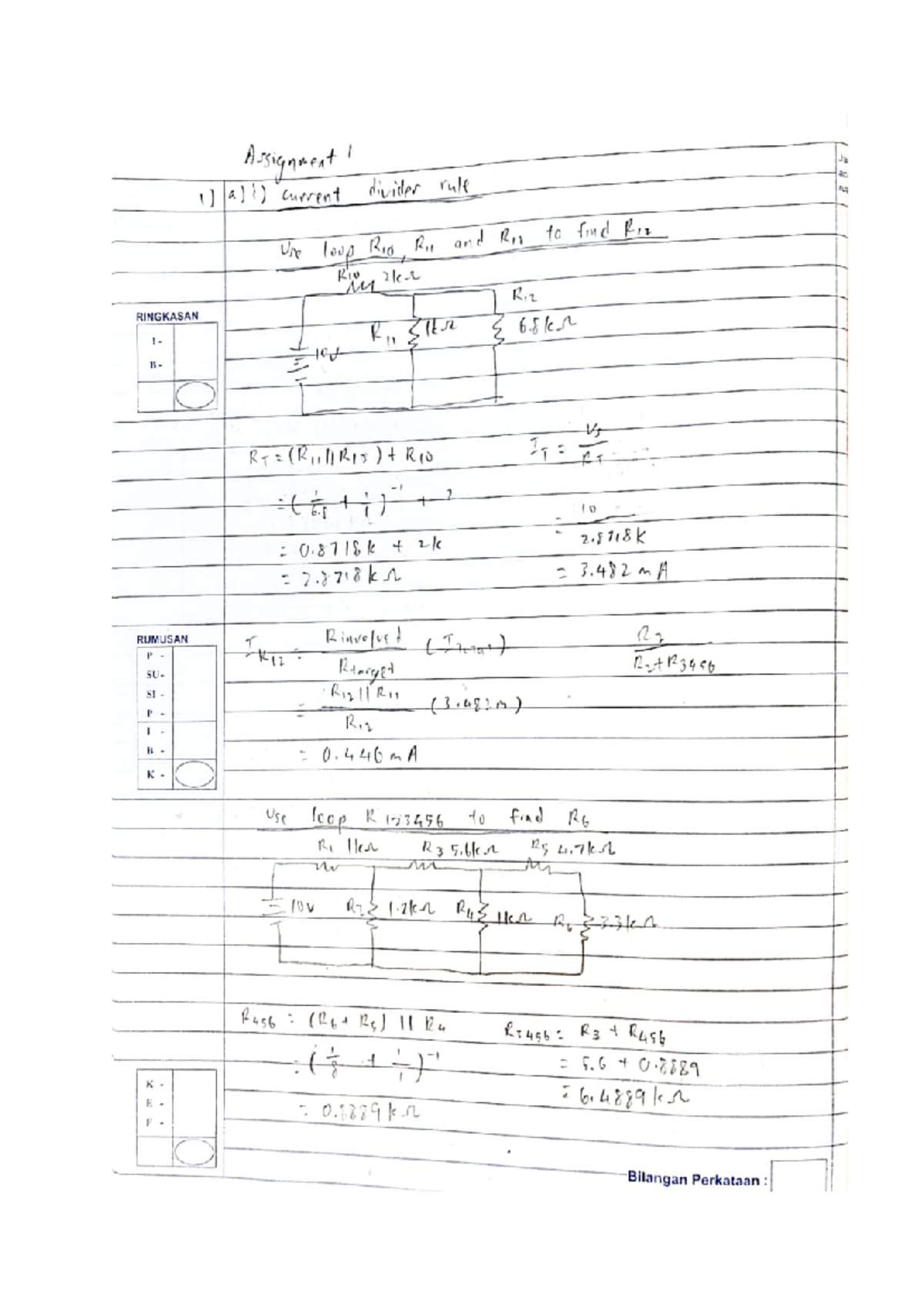 Electrical Assignment 1 final - 1B) Voltage of R12 and R Current of R12 ...