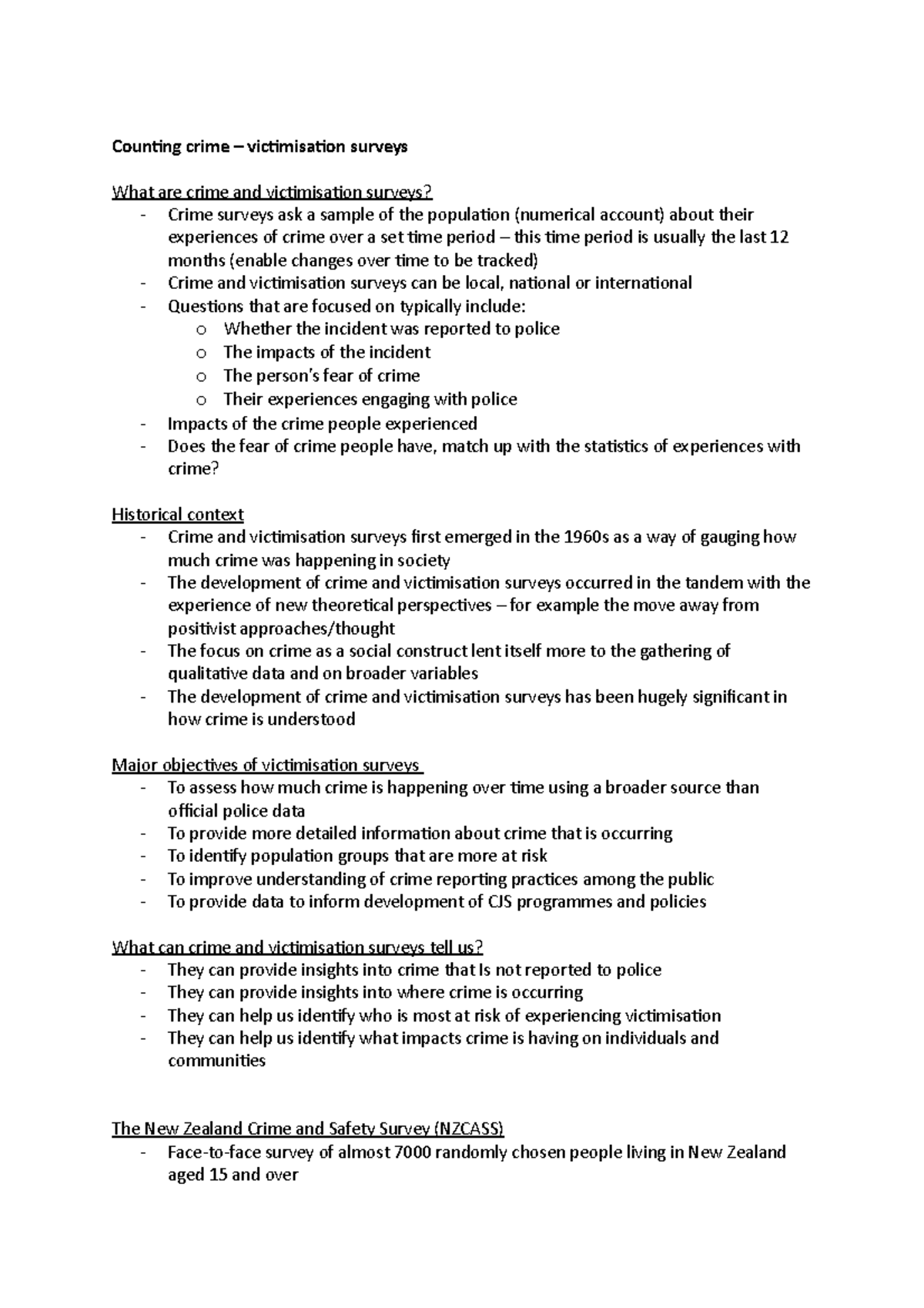 Lecture 12 - Counting crime – victimisation surveys What are crime and ...