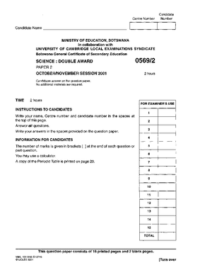 JCE Science Revision Booklet - Copy-2 - JCE SCIENCE REVISION BOOKLET ...