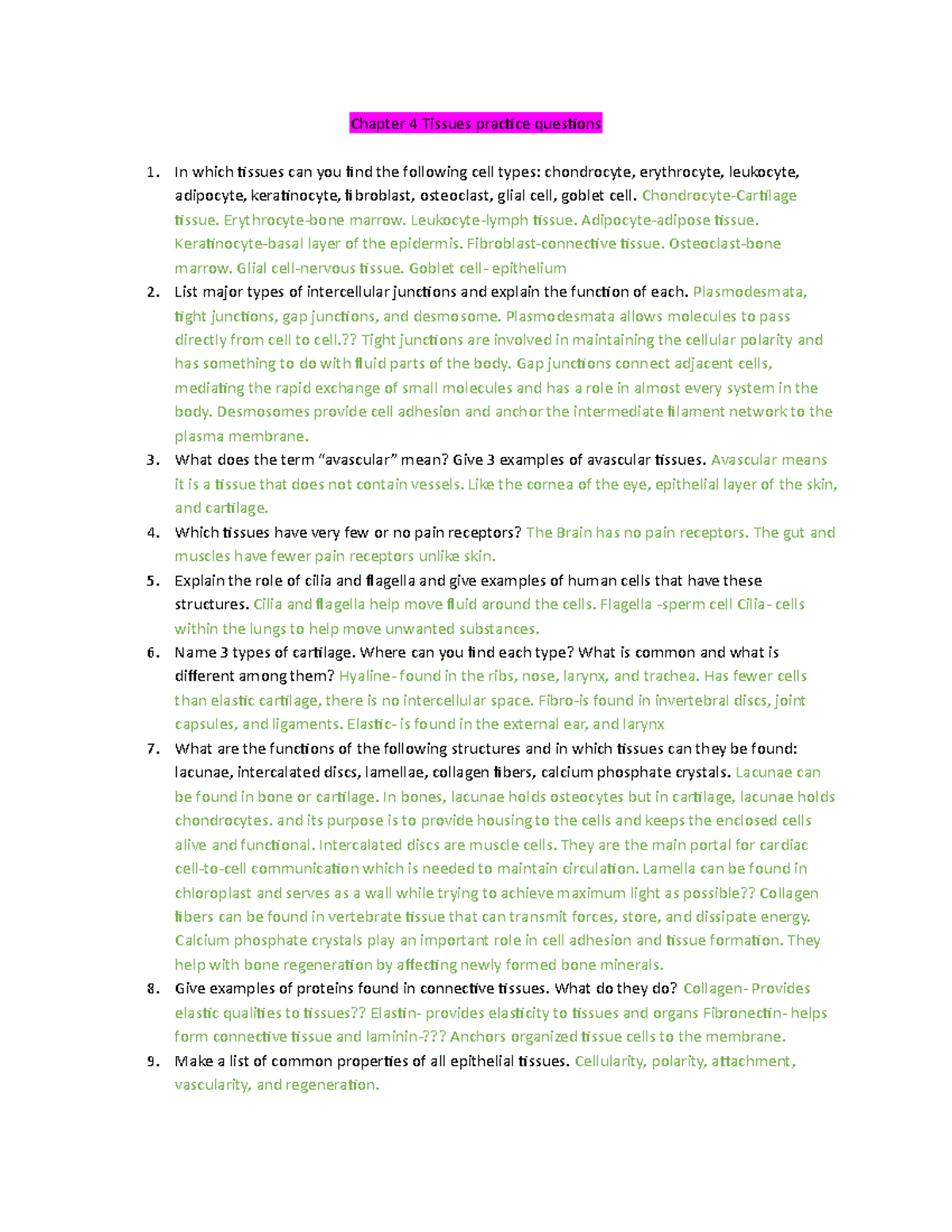 Anatomy Study Guide CH - Chapter 4 Tissues practice questions In which ...