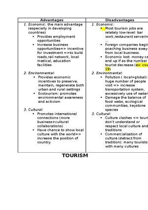 Introduction to Tourism - Introduction to Tourism Lecture 1 Review 1 ...