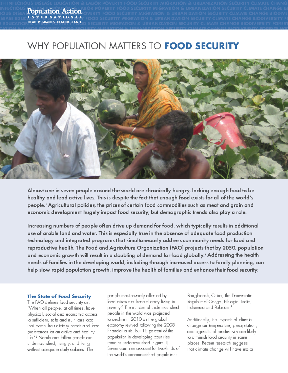 Population Action International Why Population Matters to Food Security ...